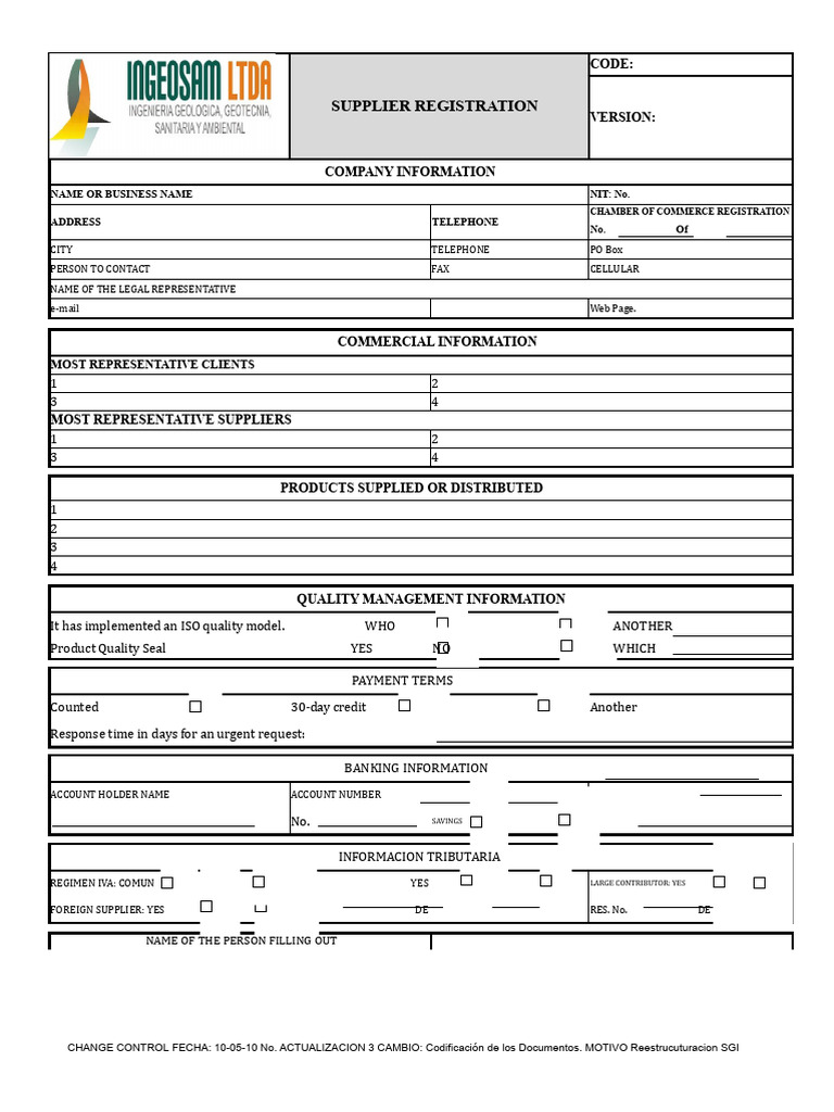 Supplier Registration Format | PDF