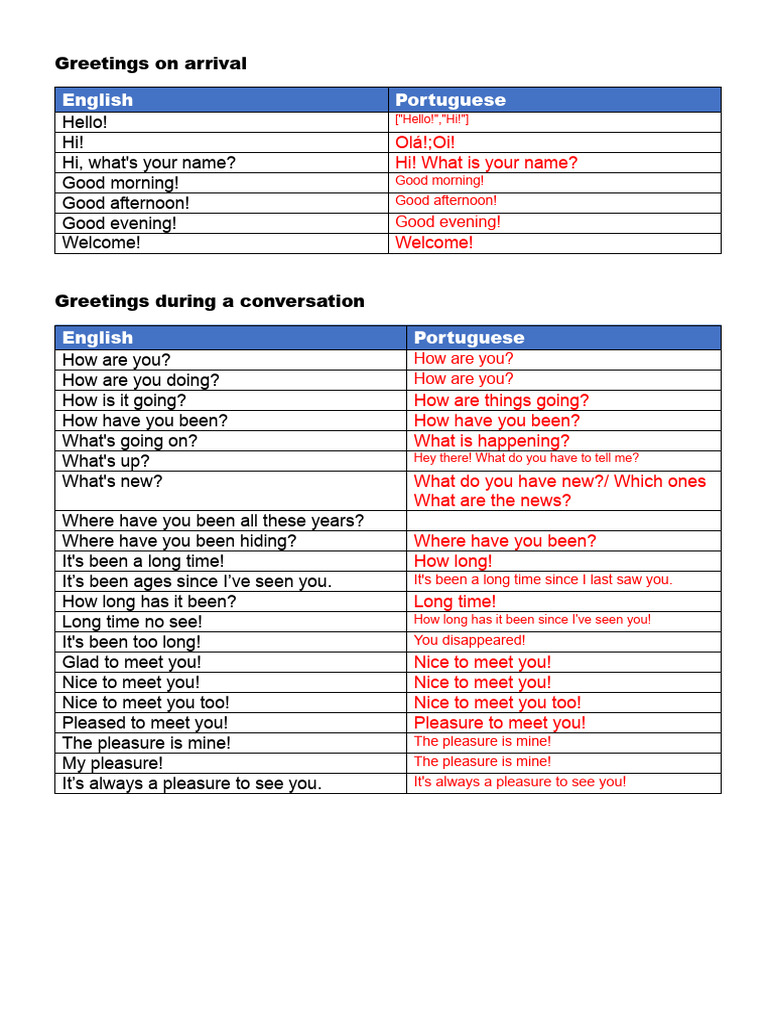 Arrival Greetings | PDF