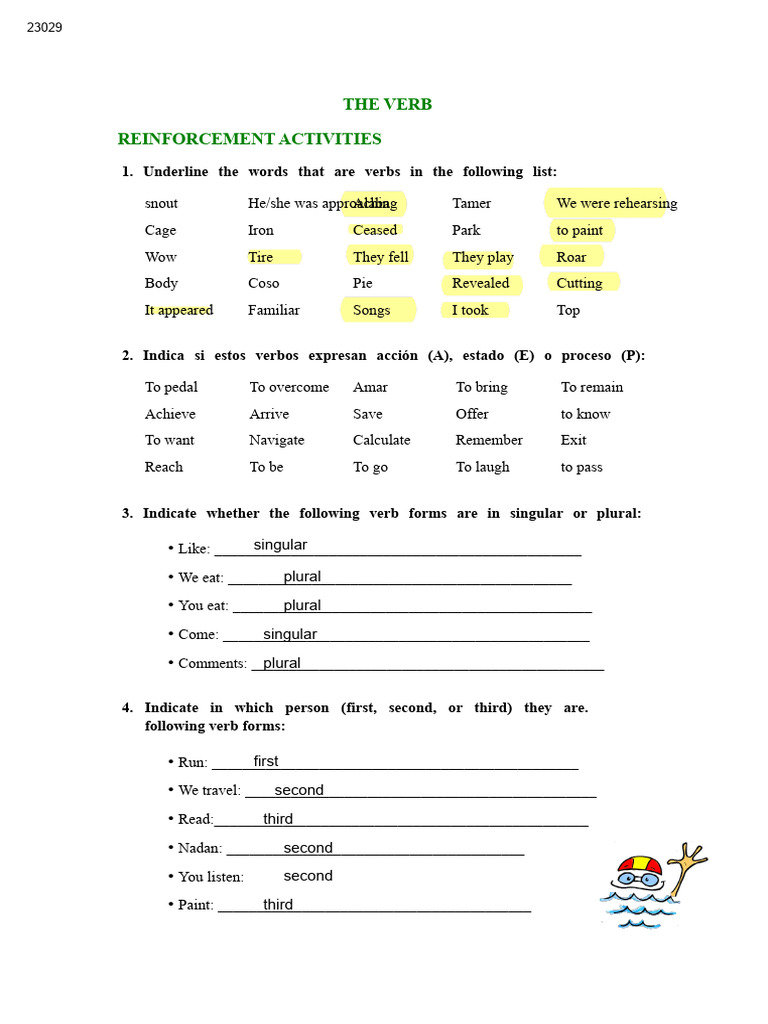 Verbs 2 Exercises | PDF | Syntactic Relationships | Morphology