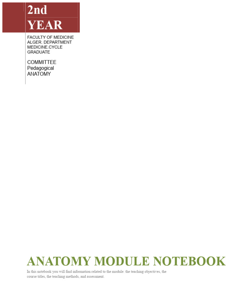 Anatomy Module Overview for Medical Students | PDF | Lung | Thorax