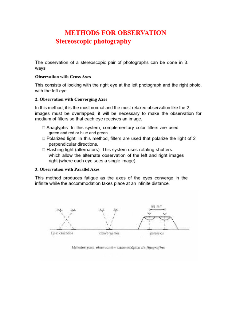 Methods and Requirements For Stereoscopic Observation | PDF
