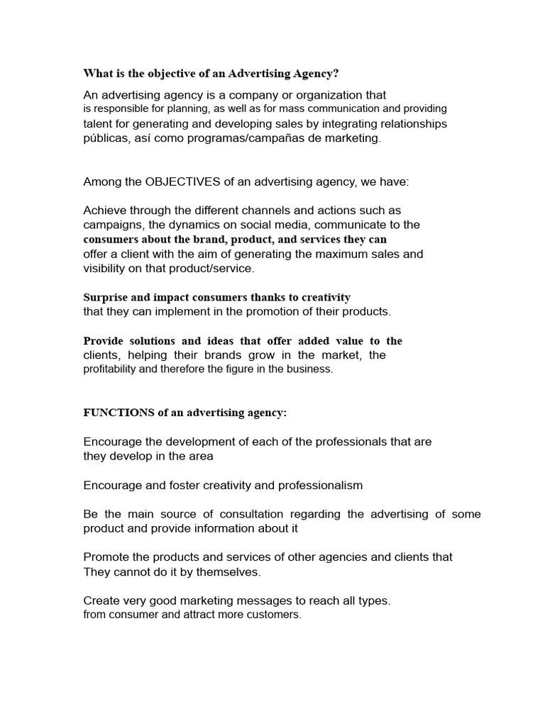 What Is The Objective of An Advertising Agency?: Talent For Generating ...