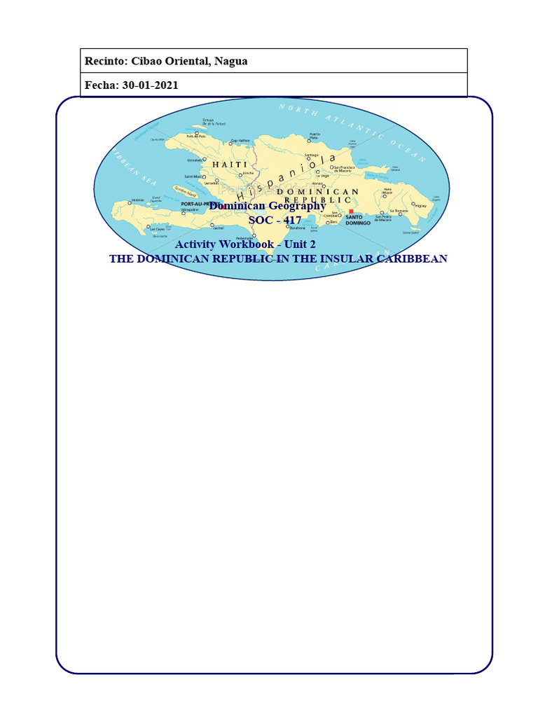 Task No. 2 of Dominican Geography I | PDF | Dominican Republic | Caribbean