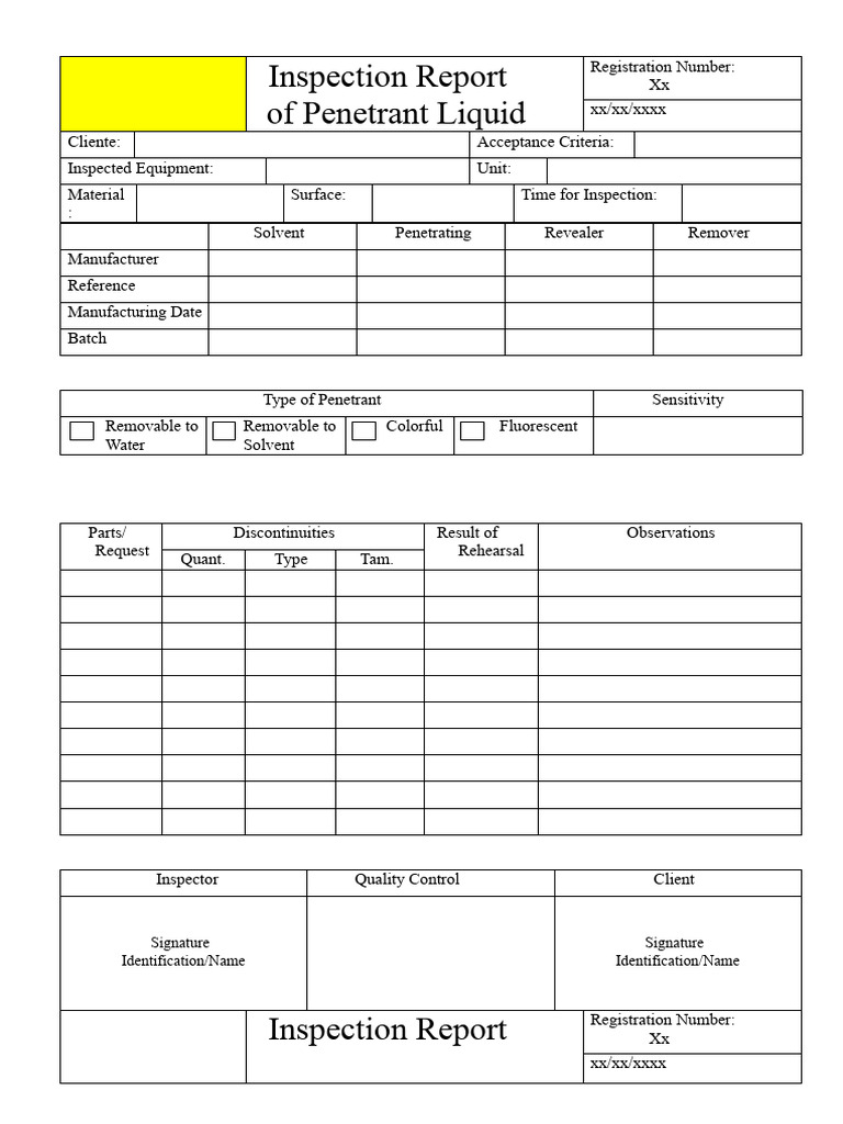 Penetrant Liquid Inspection Report | PDF