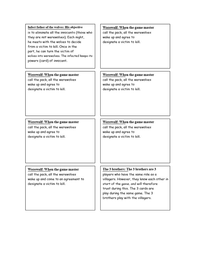 Werewolf game | PDF | Werewolves