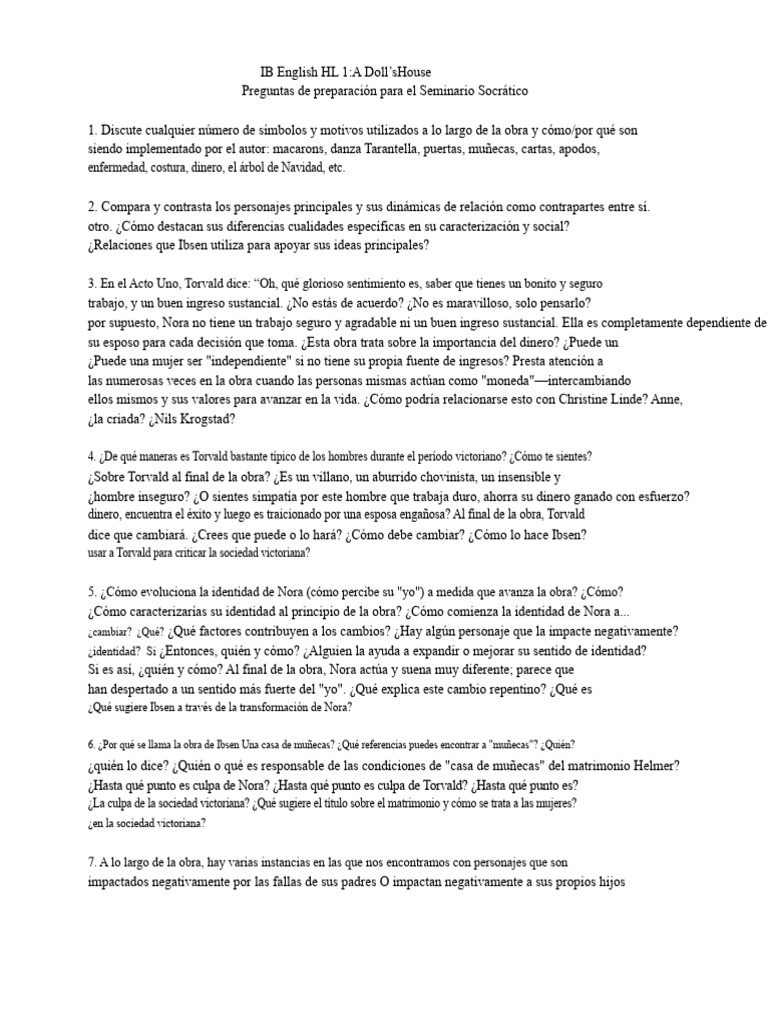 Preguntas de Preparación para El Seminario Socrático | PDF | Henrik ...