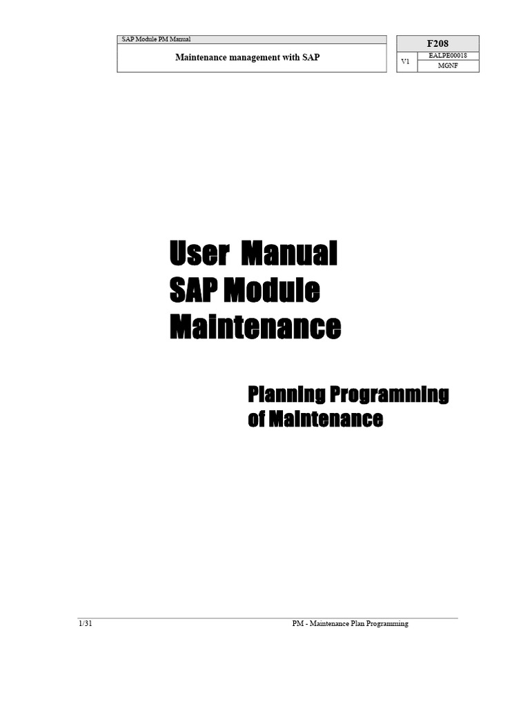 4.-PM-PRO-001 - Maintenance Plans Programming Manual | PDF | Button ...