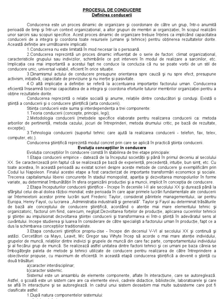 Procesul de Conducere | PDF