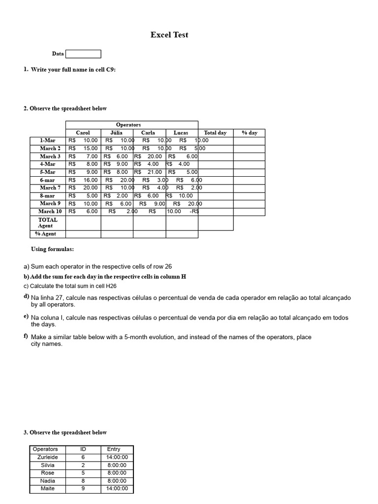 Excel Assessment Pdf Spreadsheet Microsoft Excel 0002