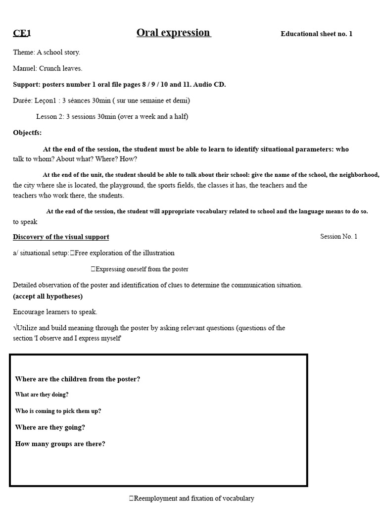 Oral Expression A School Story | PDF | Behavior Modification ...