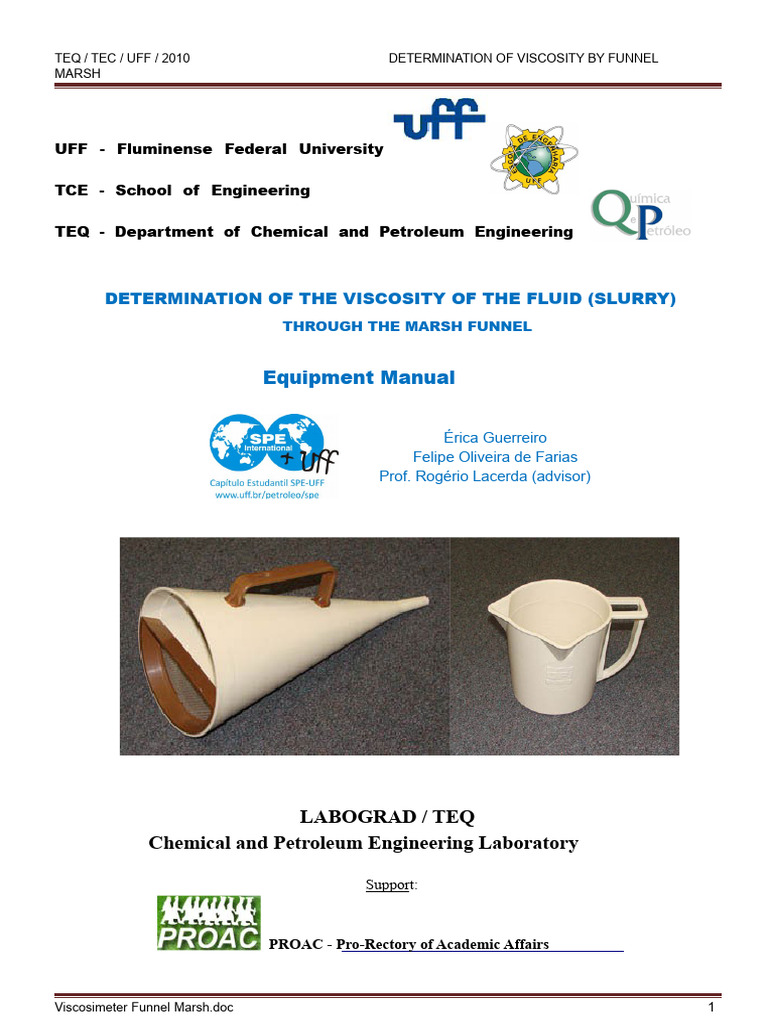 02a - Viscosity - Marsh Funnel | PDF | Oil Well | Viscosity