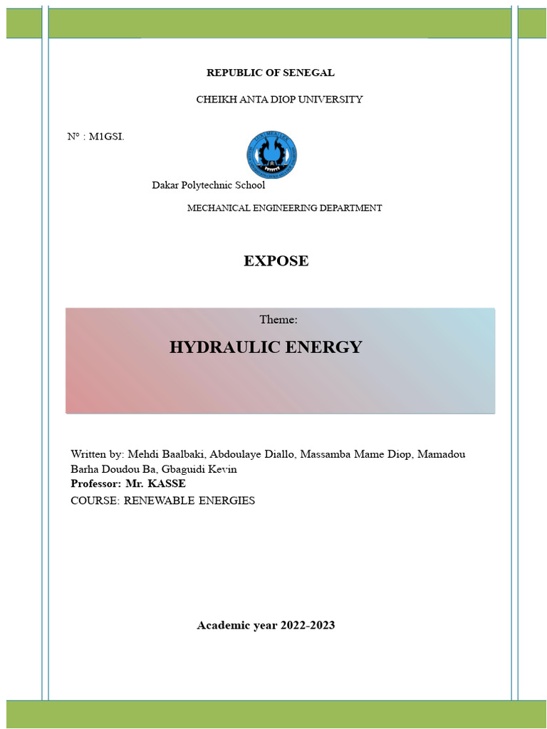 HYDRAULIC REPORT | PDF | Hydroelectricity | Dam