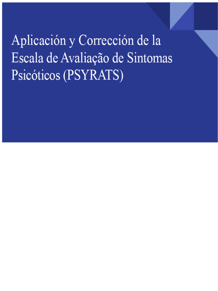 Avaliação de Sintomas Psicóticos com PSYRATS | PDF