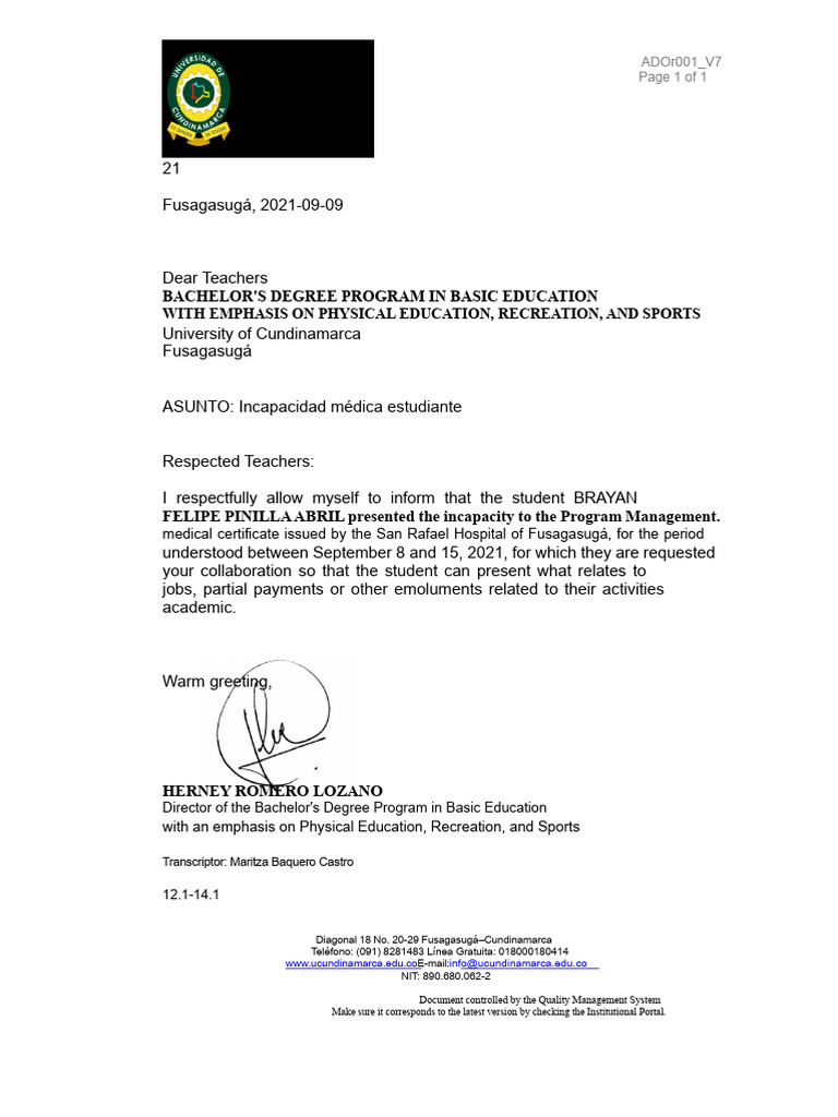 Medical Excuse | PDF