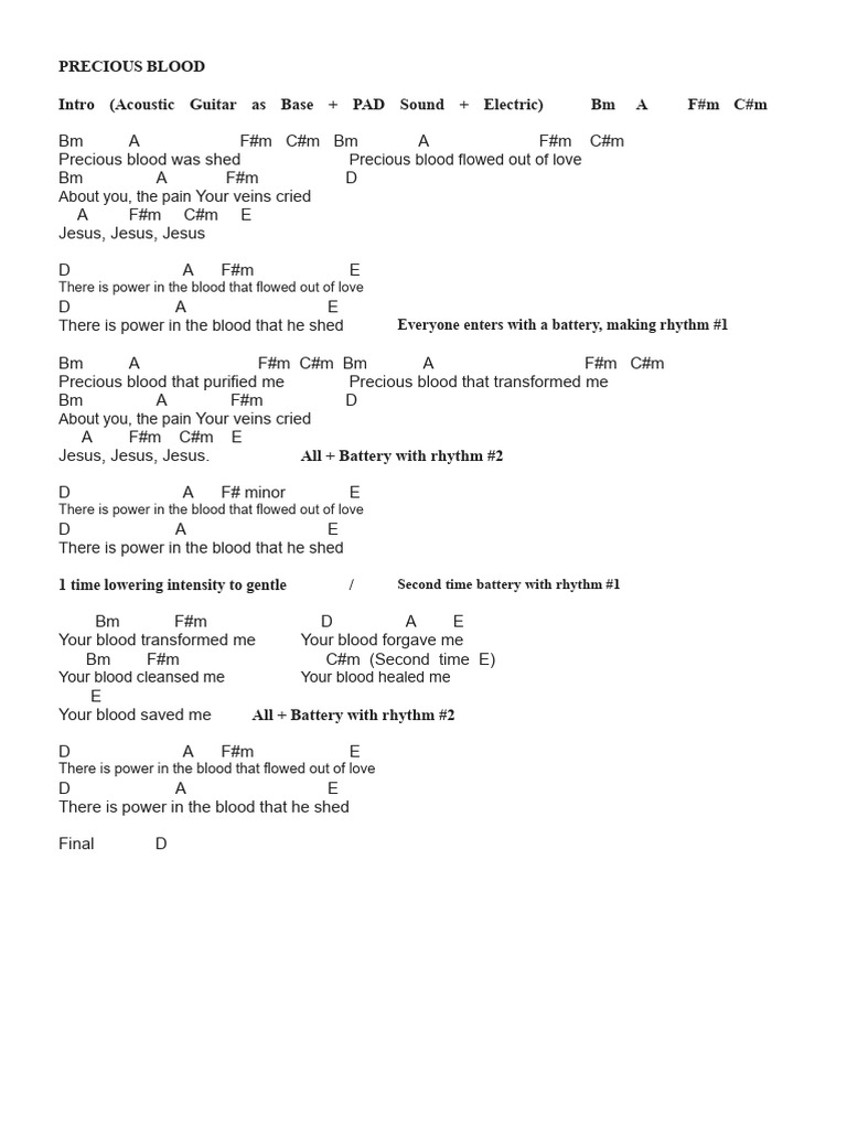 Precious Blood Chords | PDF