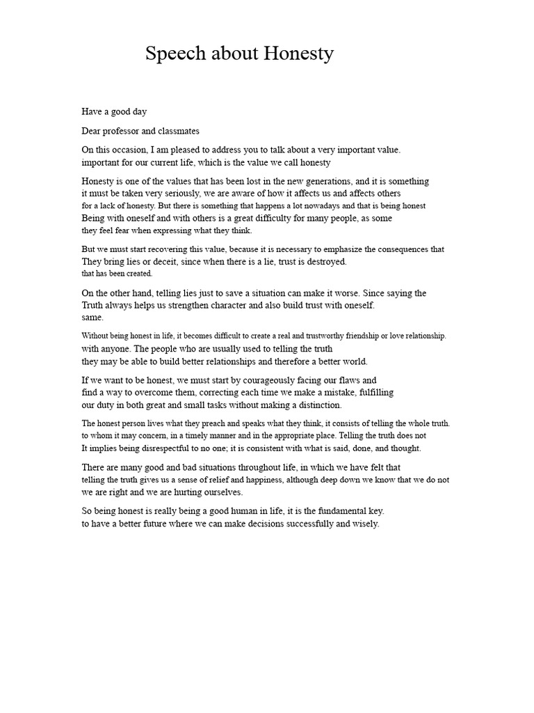 The Importance of Honesty in Life | PDF