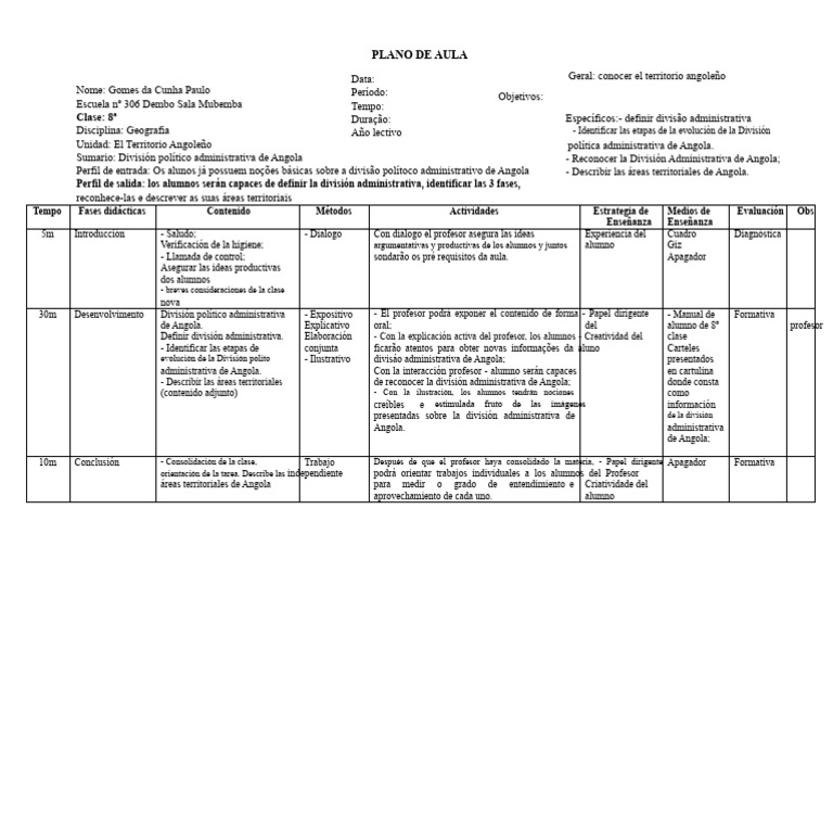 Plan de Clase | PDF | Enseñando | Cognición