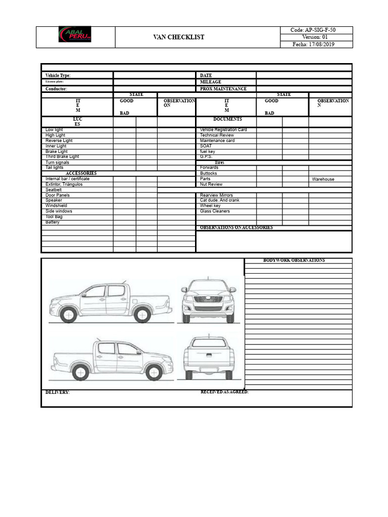 Check List Van | PDF