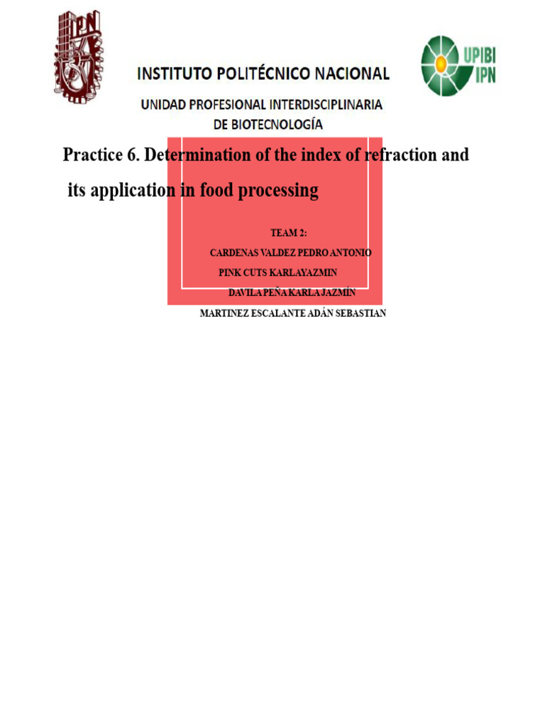 Practice 6: Determination of The Refractive Index and Its Application ...
