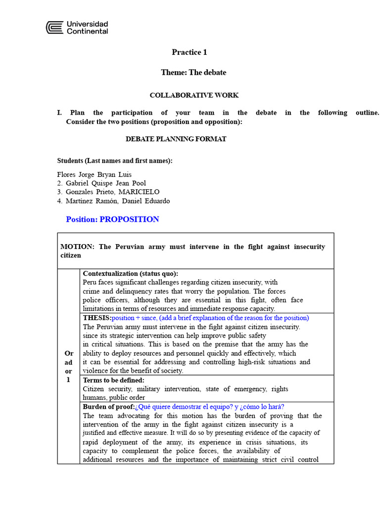 Practice 1 DEBATE Collaborative Work LAG | PDF | Police | State Of ...