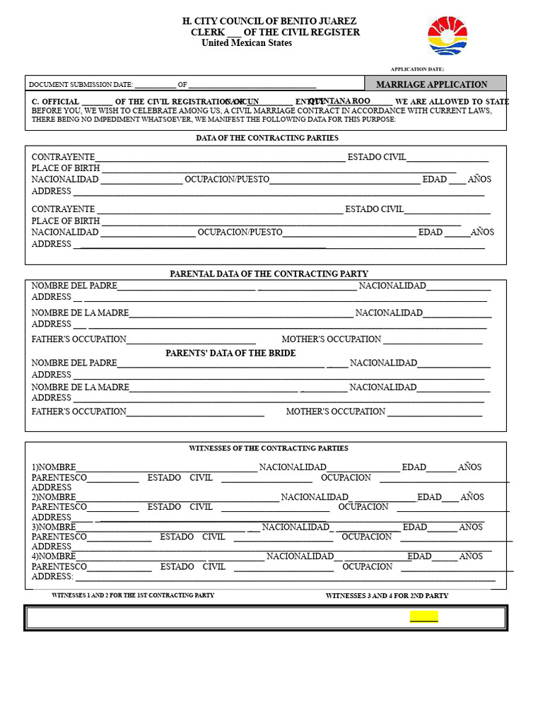 Marriage Application | PDF | Marriage | Marriage, Unions And Partnerships