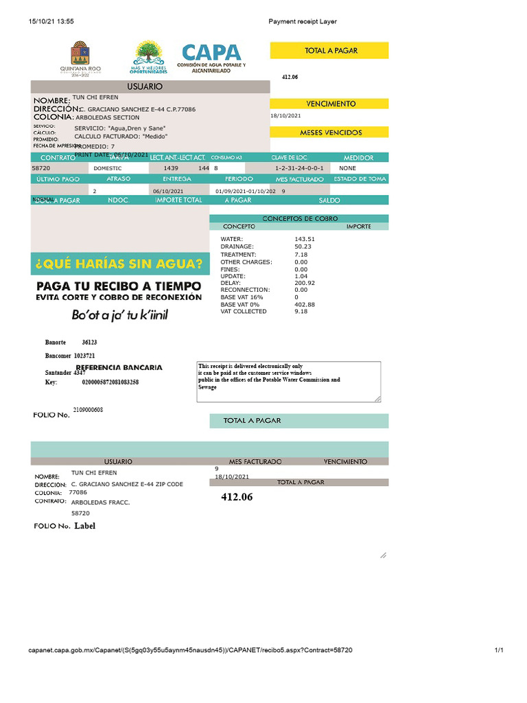 Water Service Payment Receipt | PDF | Receipt | Water