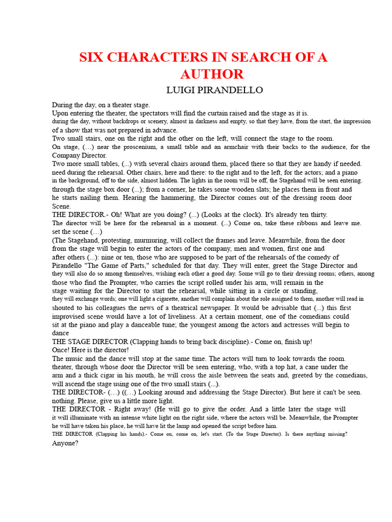 Six Characters in Search of An Author | PDF