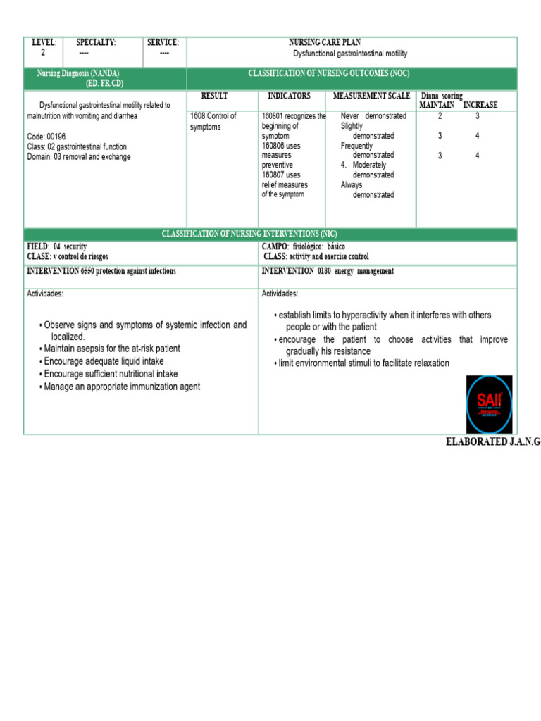 Dysfunctional gastrointestinal motility | PDF | Infection | Nursing