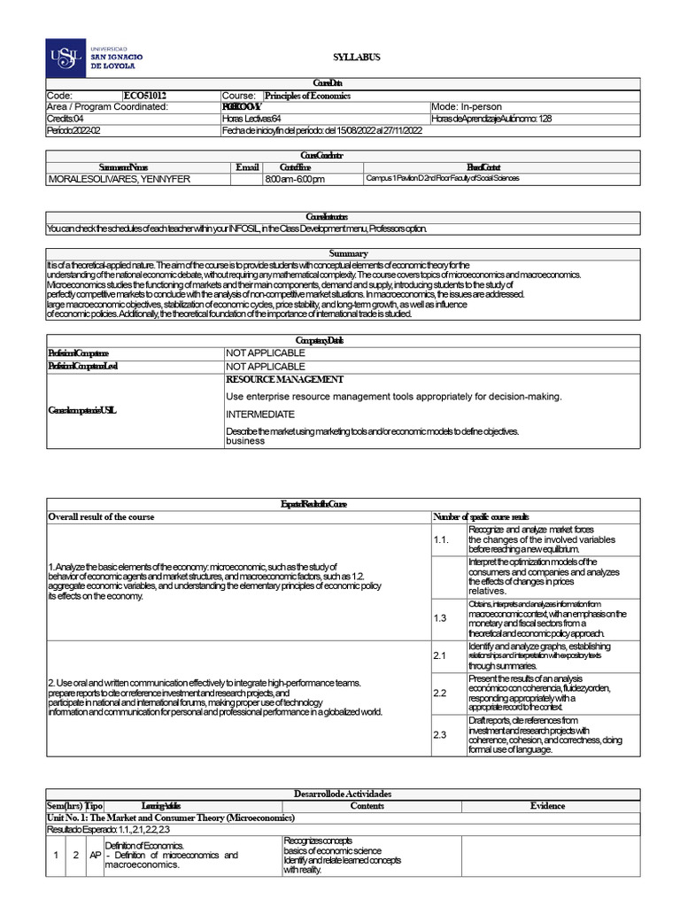 Economic Theory Course Syllabus | PDF | Macroeconomics | Microeconomics