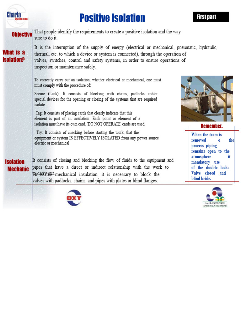 Positive Mechanical Isolation Procedures | PDF | Valve | Thermal Insulation