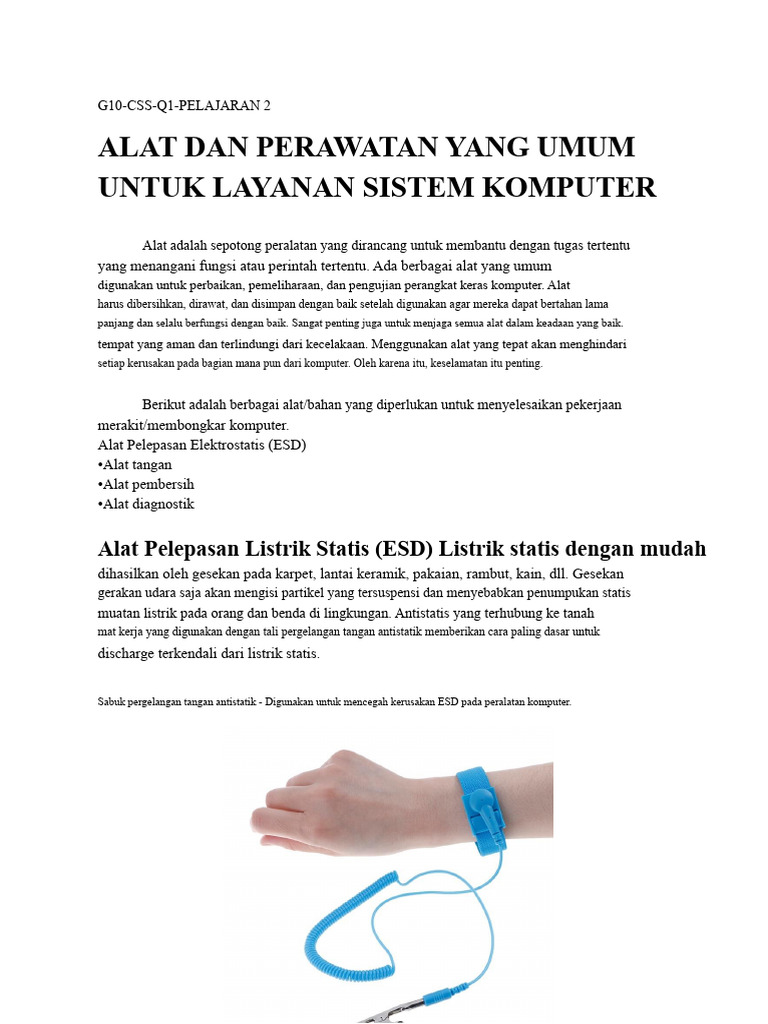 G9 CSS Q1 Pelajaran 2 Alat Alat Dan Peralatan Umum Untuk Perbaikan ...