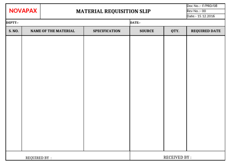 Material Requisition Slip | PDF