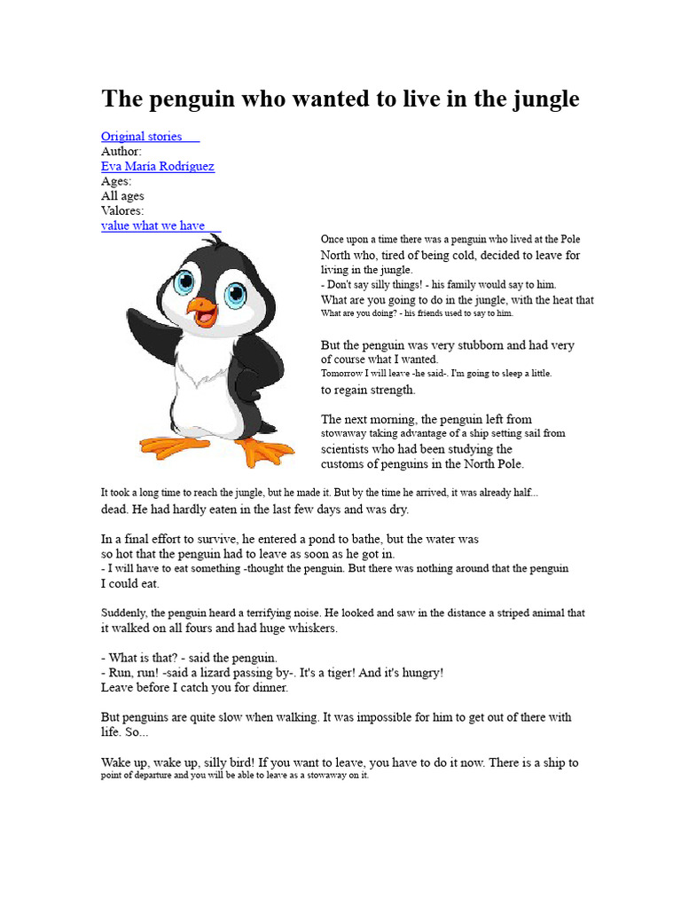 The Penguin Who Wanted To Live in The Jungle | PDF