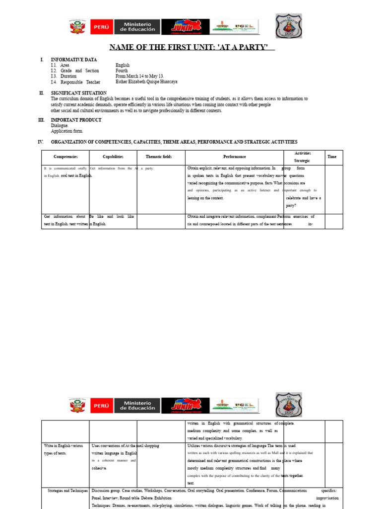 1 Unit 4TH Grade English Ms. Esther | PDF | English Language | Cognition