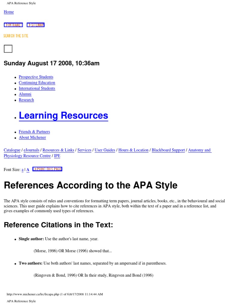 APA Reference Style | Apa Style | American Psychological Association