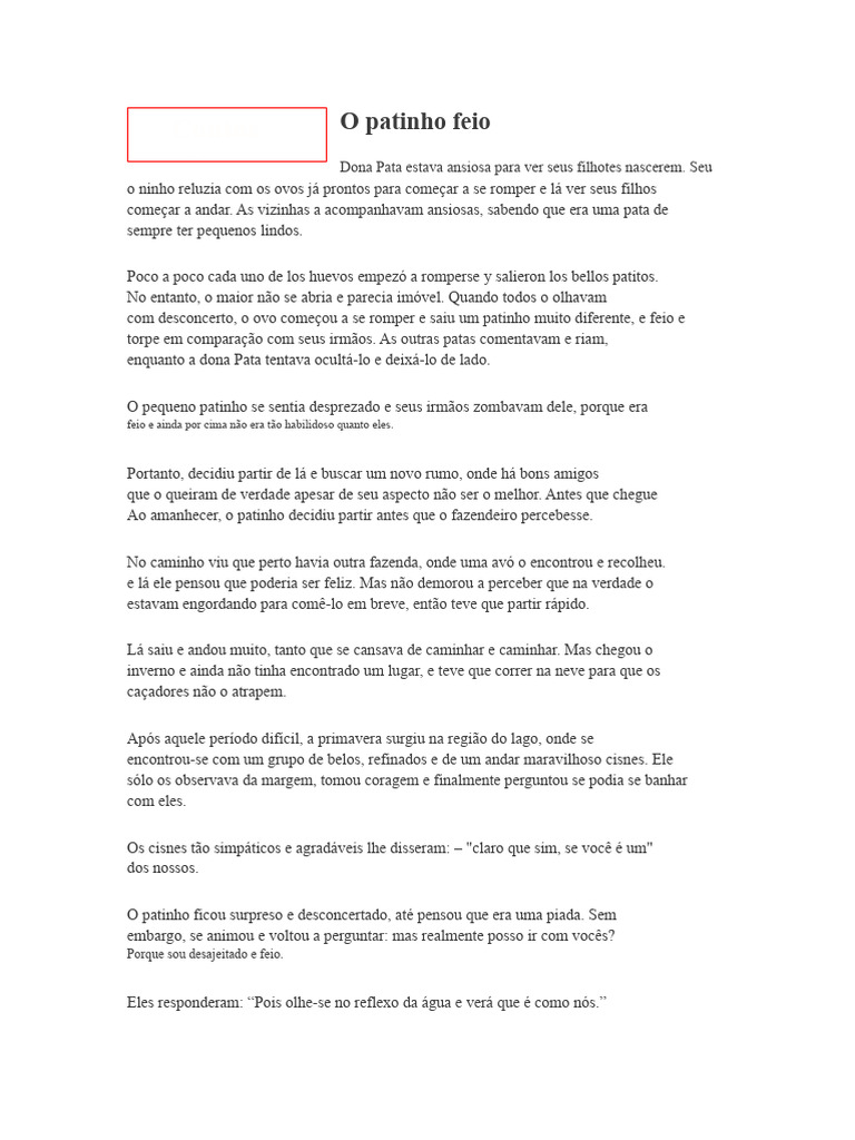 Contos Clássicos: O Patinho Feio e Mais | PDF | Chapeuzinho Vermelho ...