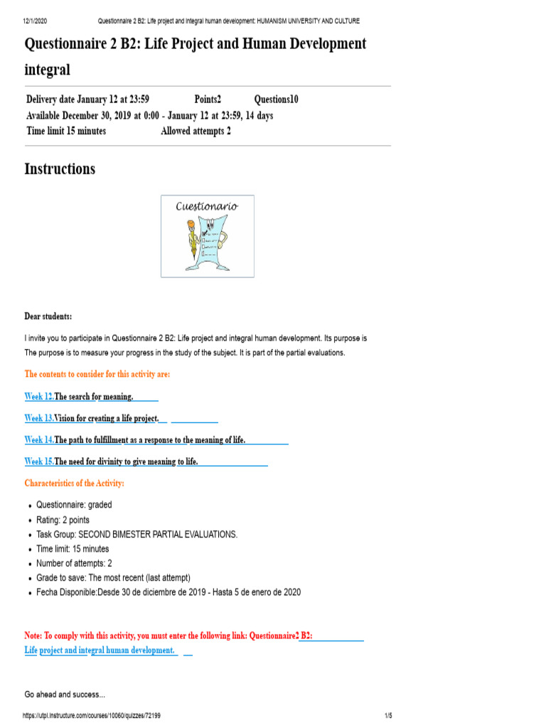 Questionnaire2 B2 - Life Project and Comprehensive Human Development ...