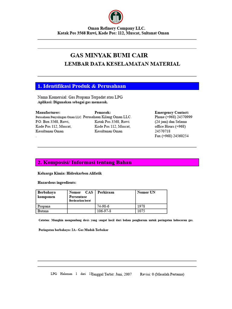 MSDS LPG | PDF