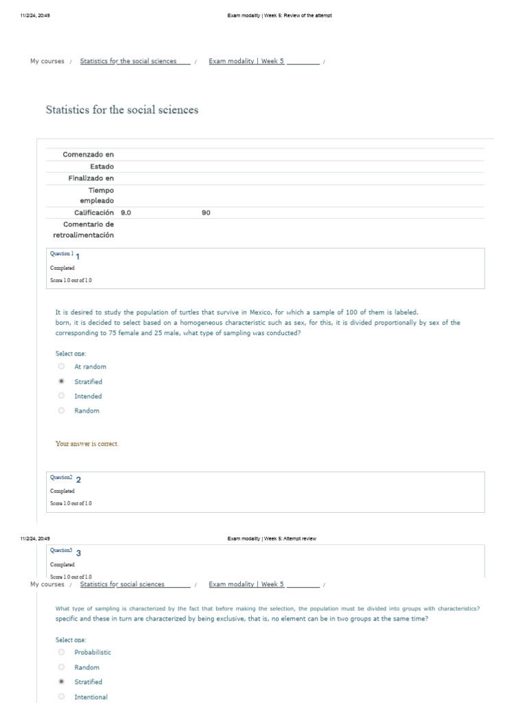 Week 5 Statistics Exam Review | PDF | Sampling (Statistics) | Statistics