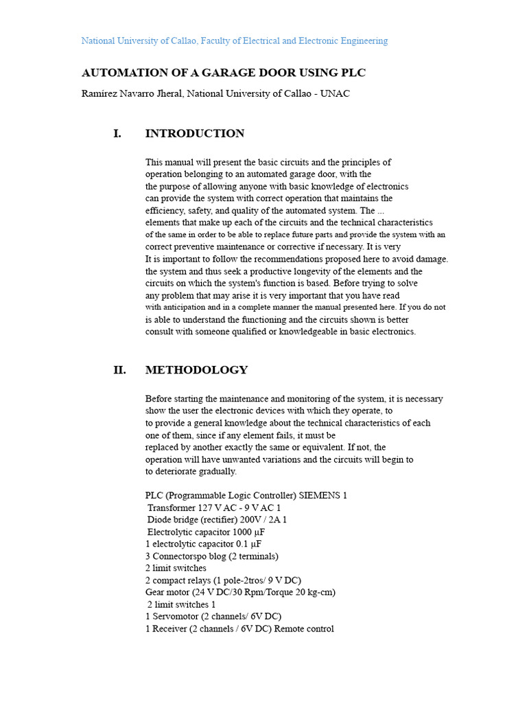Garage Door Automation with PLC Guide | PDF | Direct Current ...