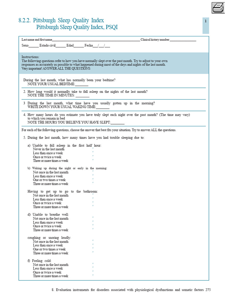 Pittsburgh Sleep Quality Index (PSQI) | PDF | Sleep | Nightmare