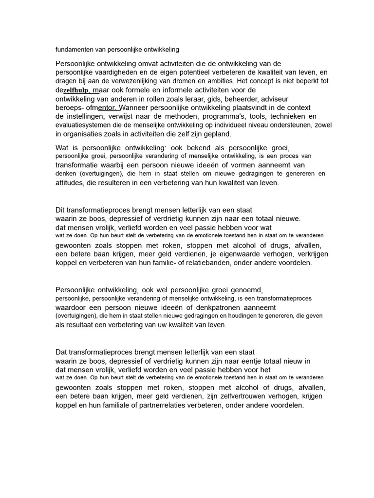 Fundamenten Van Persoonlijke Ontwikkeling | PDF