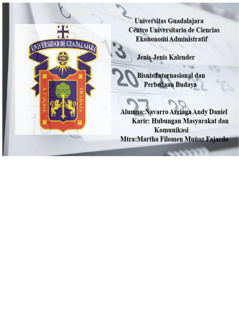 Perbandingan Jenis-Jenis Kalender Dunia | PDF