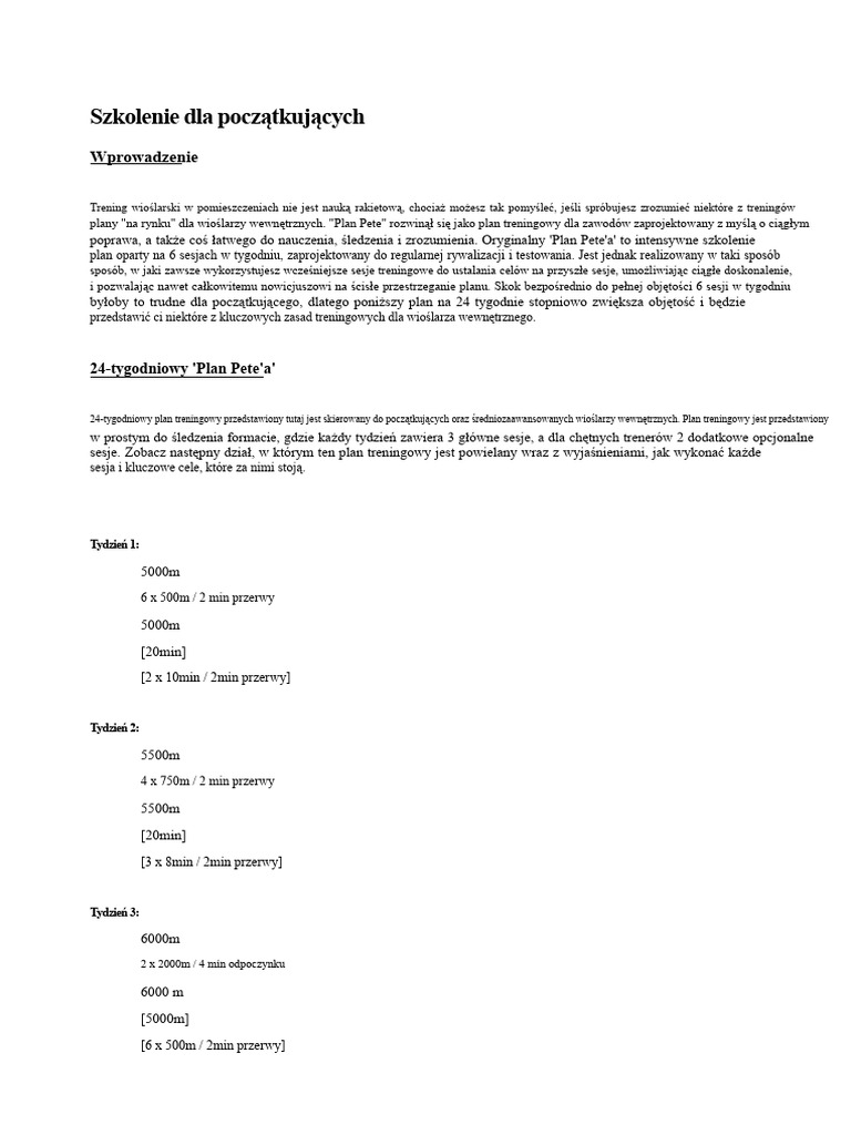 Plan dla początkującego Pete'a | PDF