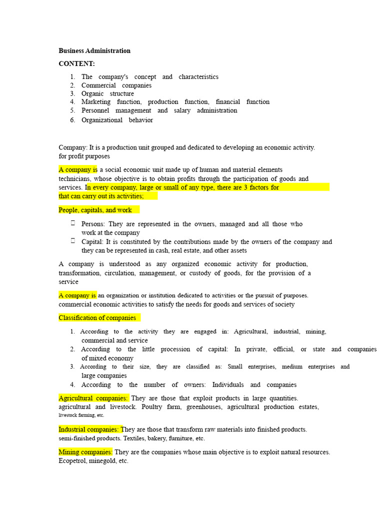 Business Administration Notes | PDF | Occupational Safety And Health ...