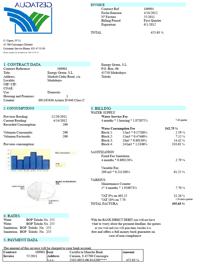 Invoice for Water and Sanitation Services | PDF | Invoice | Payments