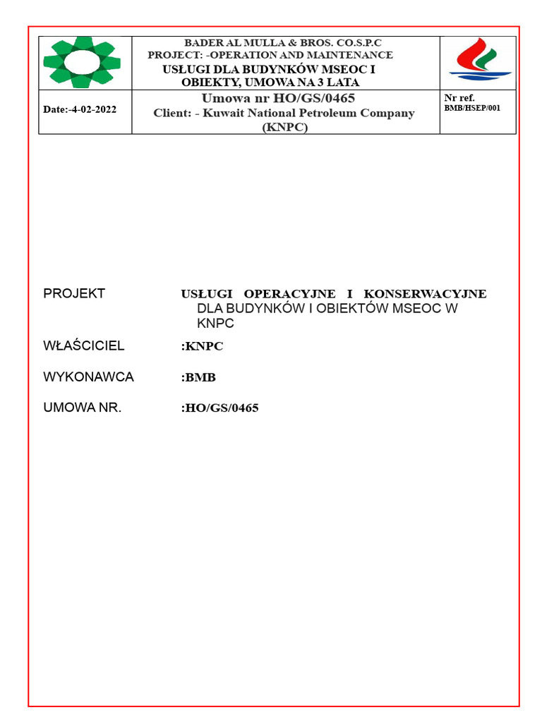 Plan Bmb-Hse Dla Knpc-2022 | PDF