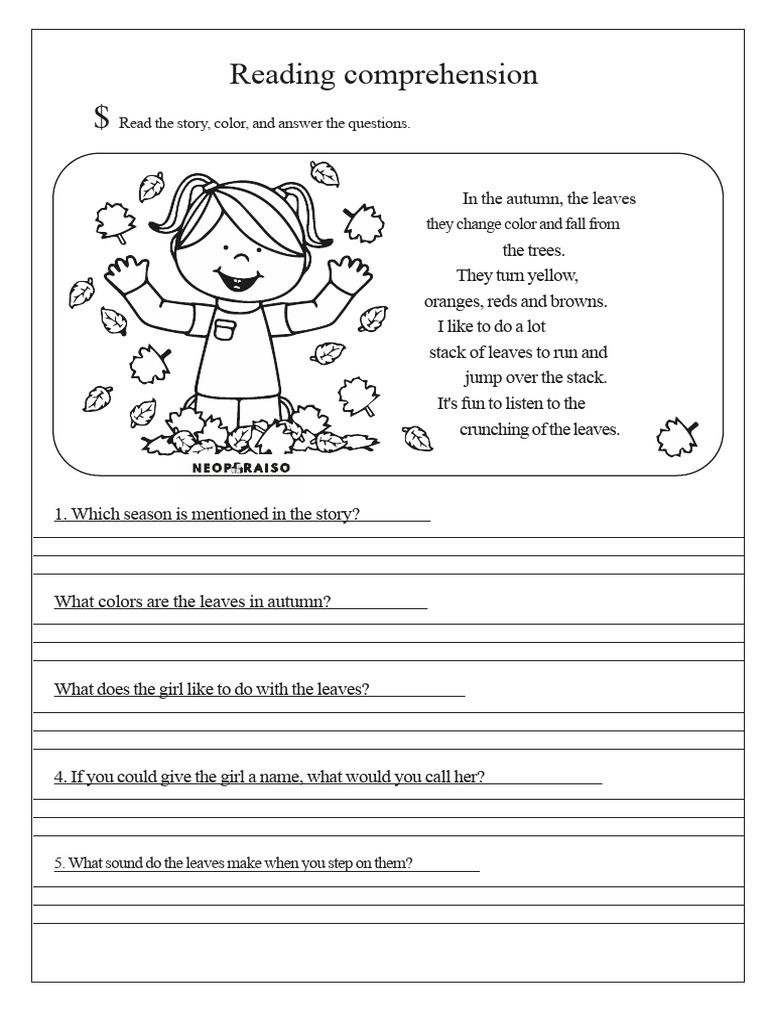 Reading Comprehension: Read The Story, Color, and Answer The Questions ...