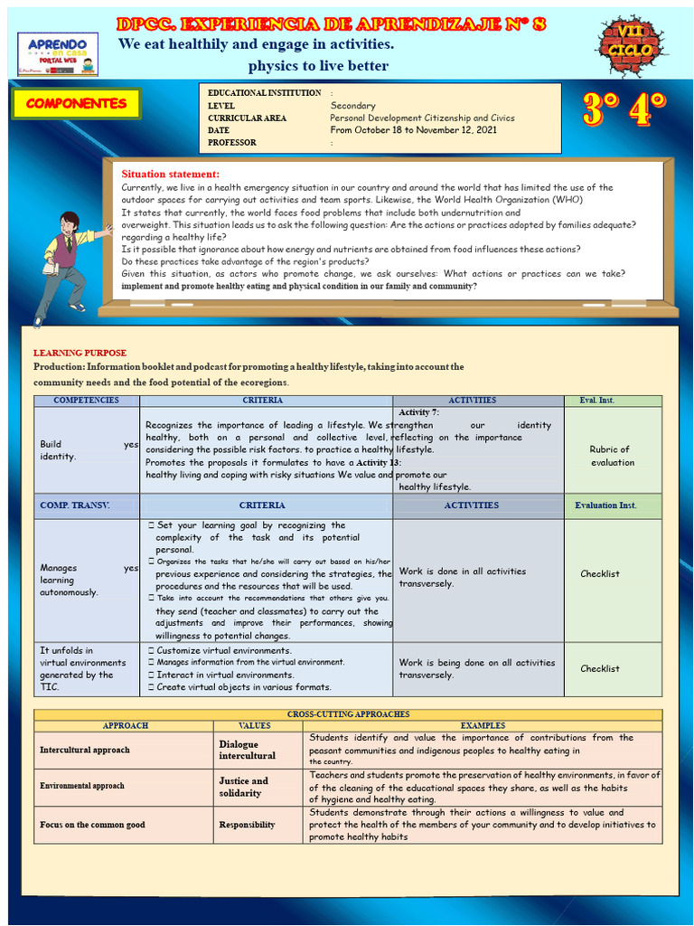 3°4° EdA 8 - DPCC (4 Weeks) . | PDF | Risk | Well Being