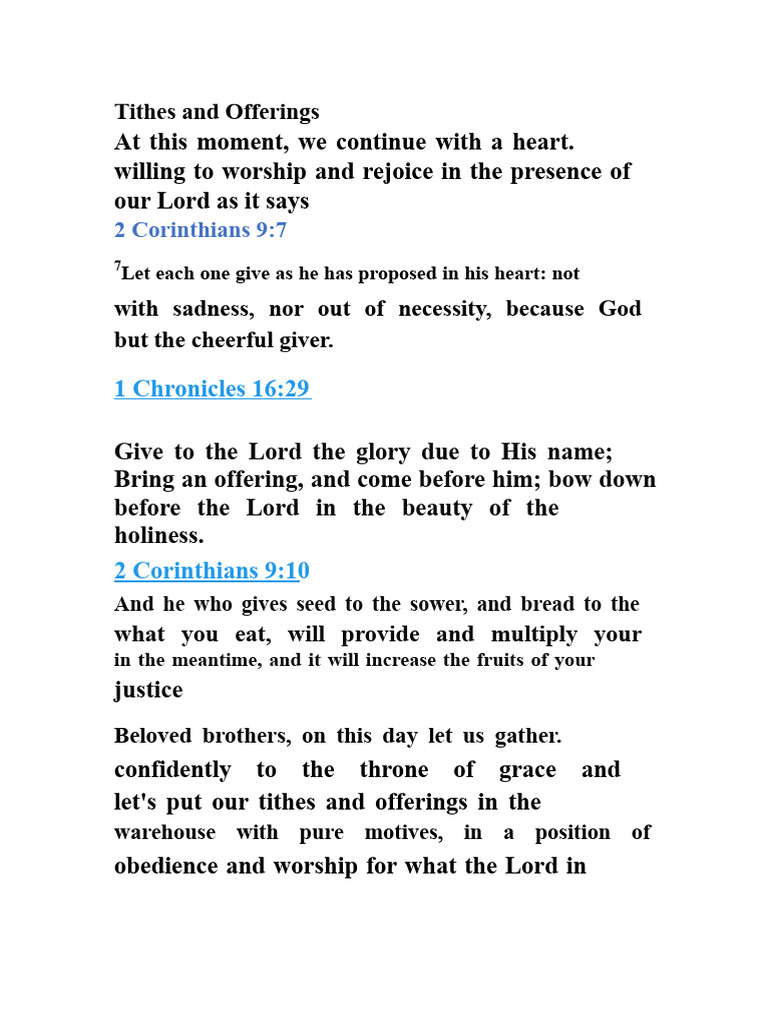 TITHES and OFFERINGS | PDF